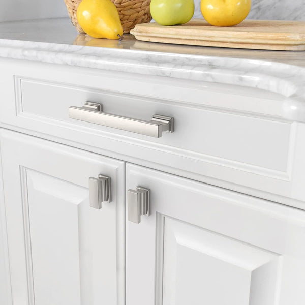 Amerdeco 10 Pack Brushed Satin Nickel Cabinet Pulls 3-3/4 Inch (96mm) - DoorCorner.com