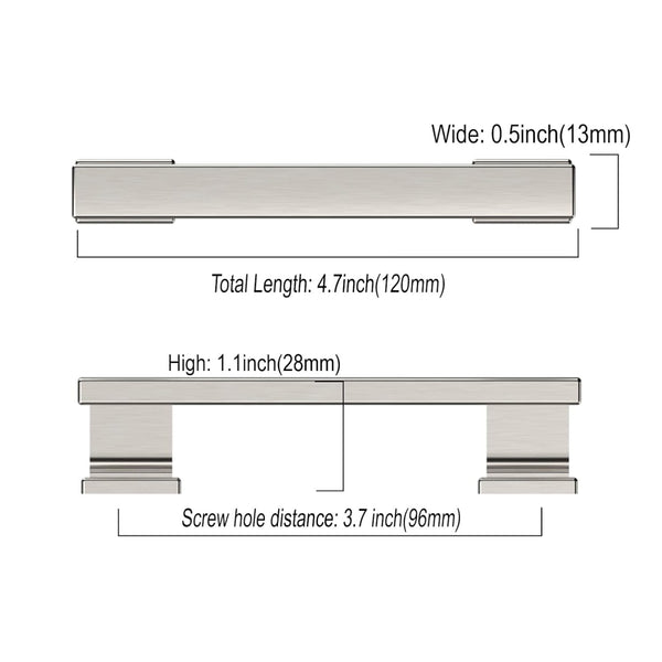 Amerdeco 10 Pack Brushed Satin Nickel Cabinet Pulls 3-3/4 Inch (96mm) - DoorCorner.com