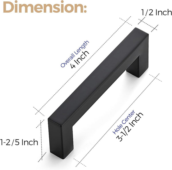 Ravinte 20 Pack 3-1/2 Inch Matte Black Square Cabinet Handles ...