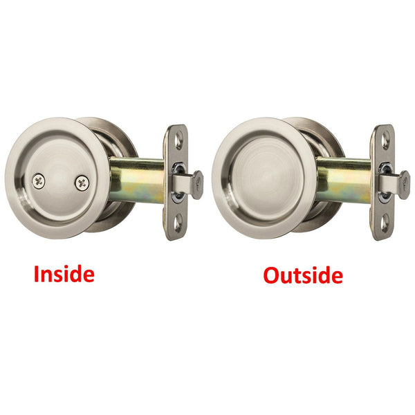 Round Hall/Closet Passage Pocket Door Latch, Satin Nickel - DoorCorner.com